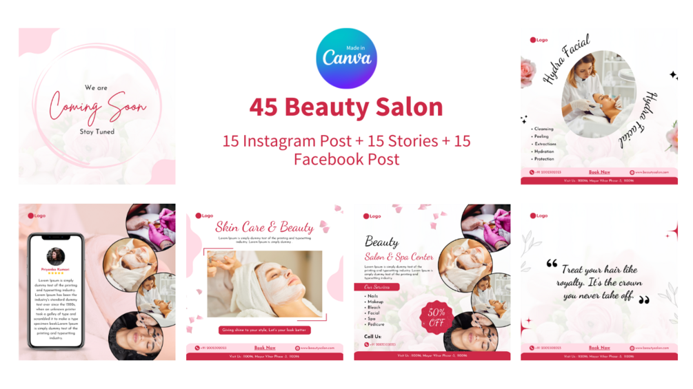 Skincare Social Media Canva Template | Canva Skin Care Post and Story ...