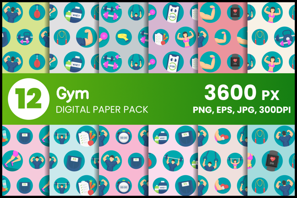 Gym 12 Digital Paper Set