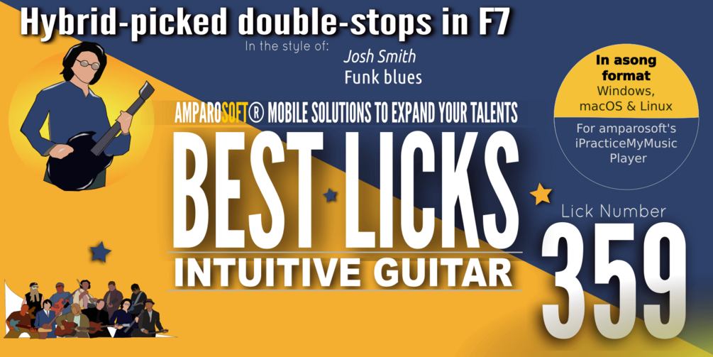 Lick 359 - Hybrid-picked double-stops in F7 from "Best Licks - Intuitive Guitar" Series (.asong)