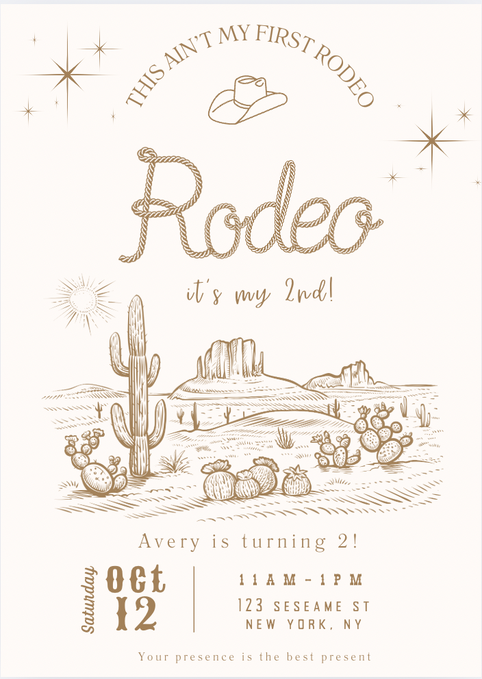 This isn't my first rodeo, it's my second birthday invitation