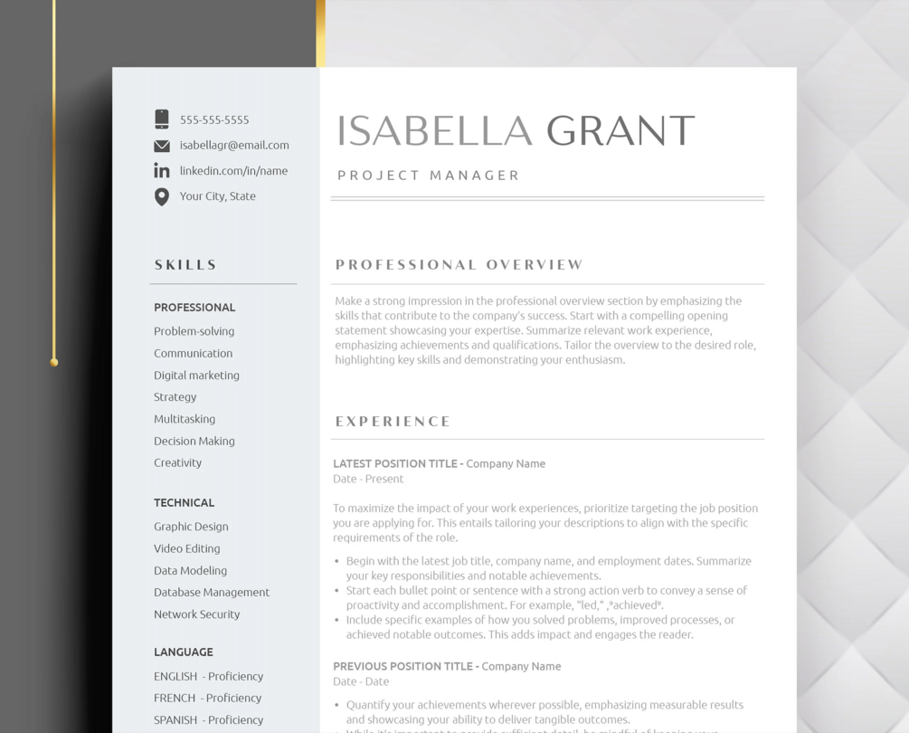 Resume Template for Word & Mac Pages, Resume | CV Template with 3 Cover ...