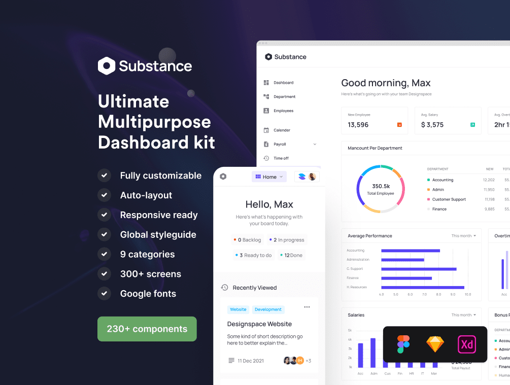Substance Dashboard UI Kit