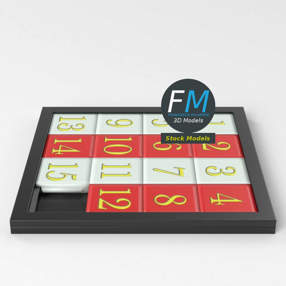 3D MODEL - Game of fifteen 15 puzzle