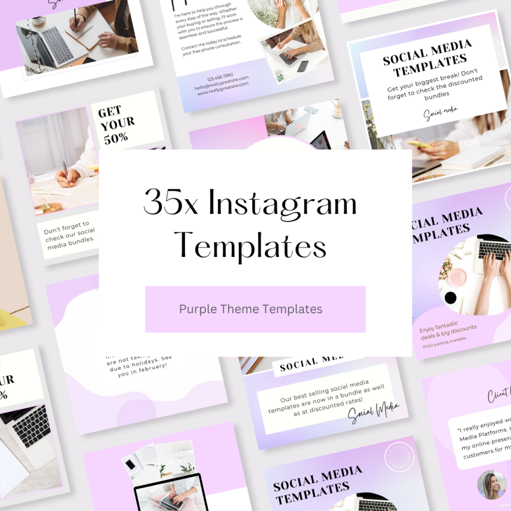 35 Purple Canva Templates Instagram Post Beauty Blogger Business Coach ...