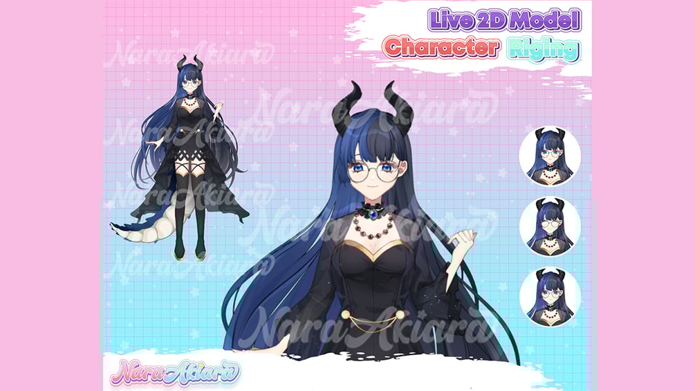 Vtuber Model and Rigging Anime Girl Fantasy Blue Dragon Premade, Live2d ...