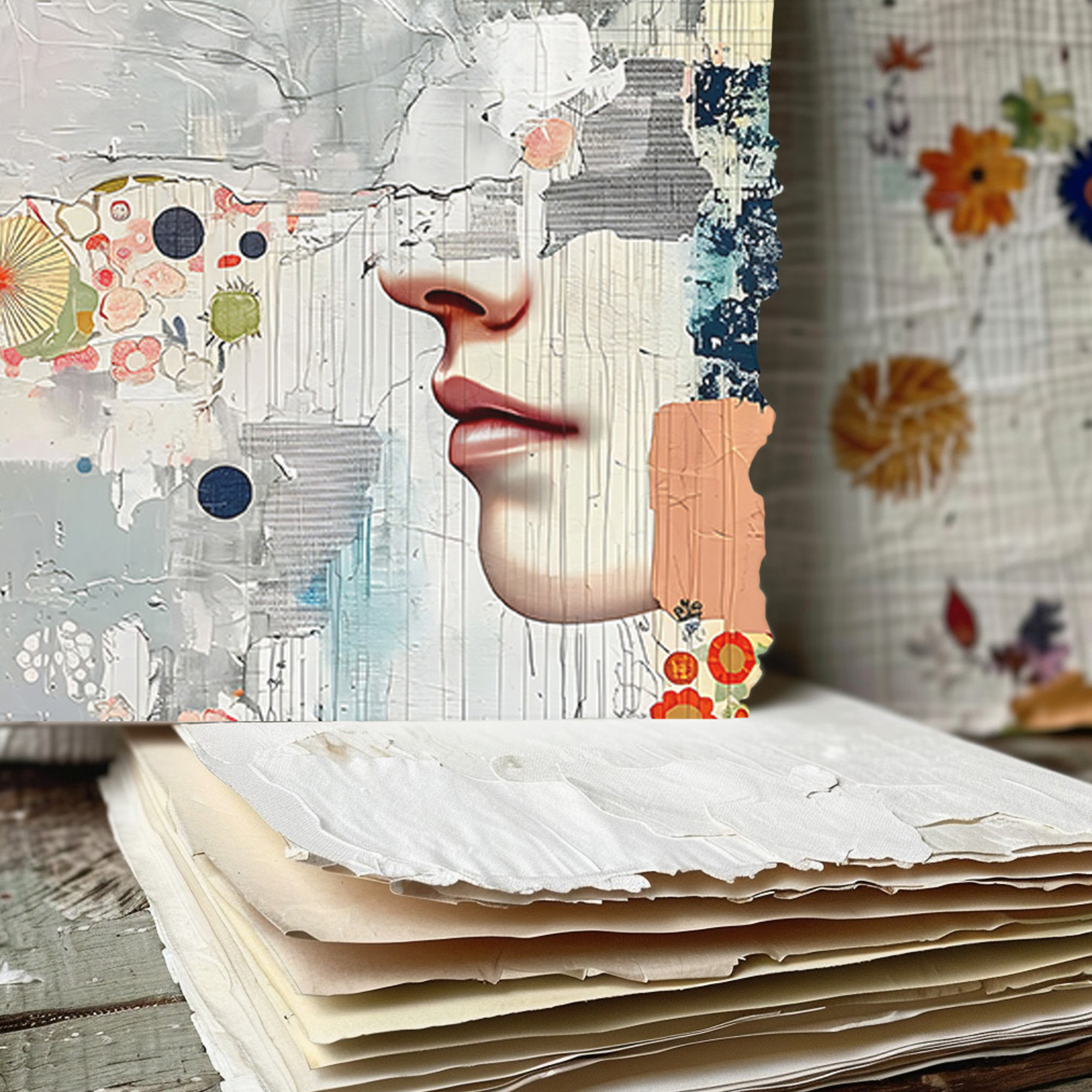 18 pc White Art Collage Mixed Media Profile Printable Junk Journal Half ...