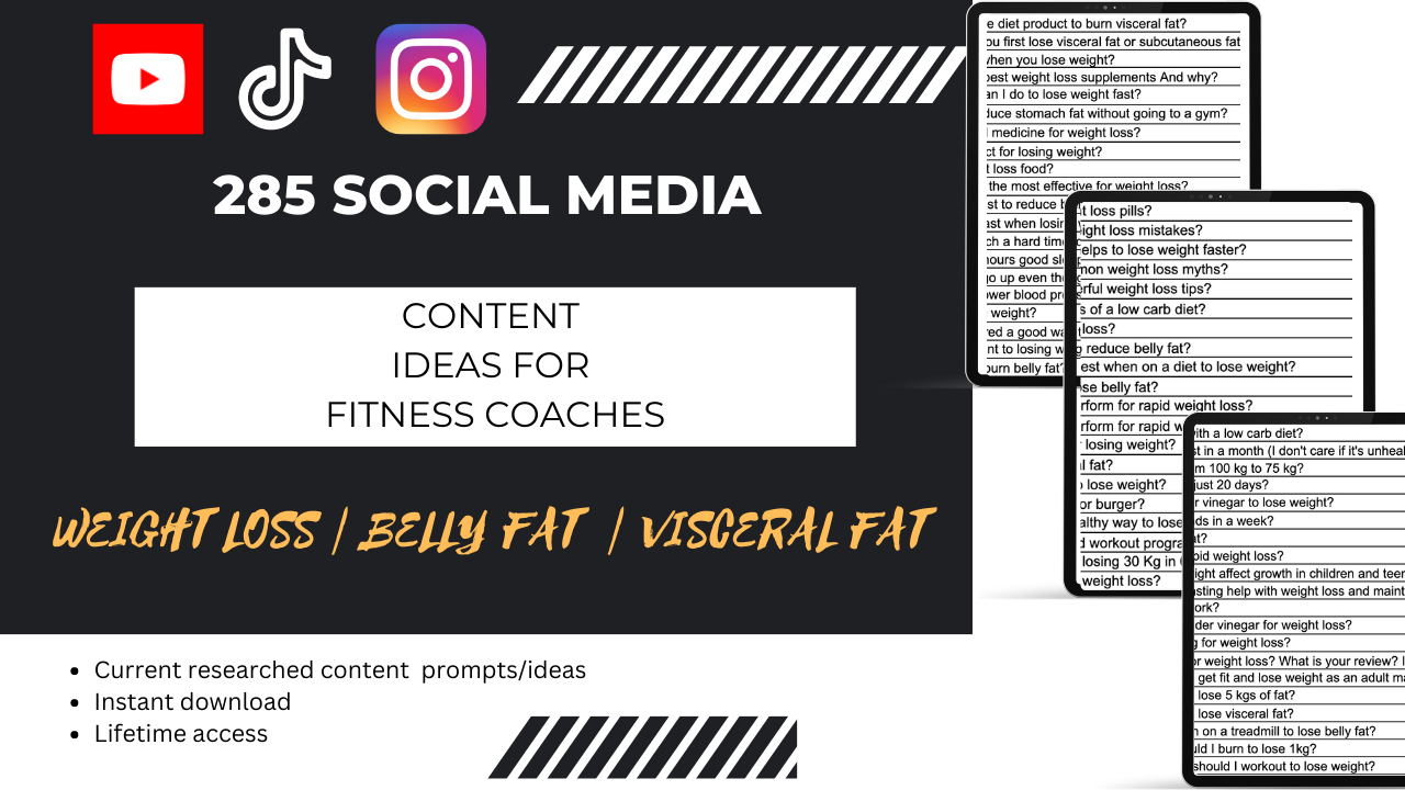 285 Weight Loss, Belly Fat & Visceral Fat Social Media Content Ideas ...
