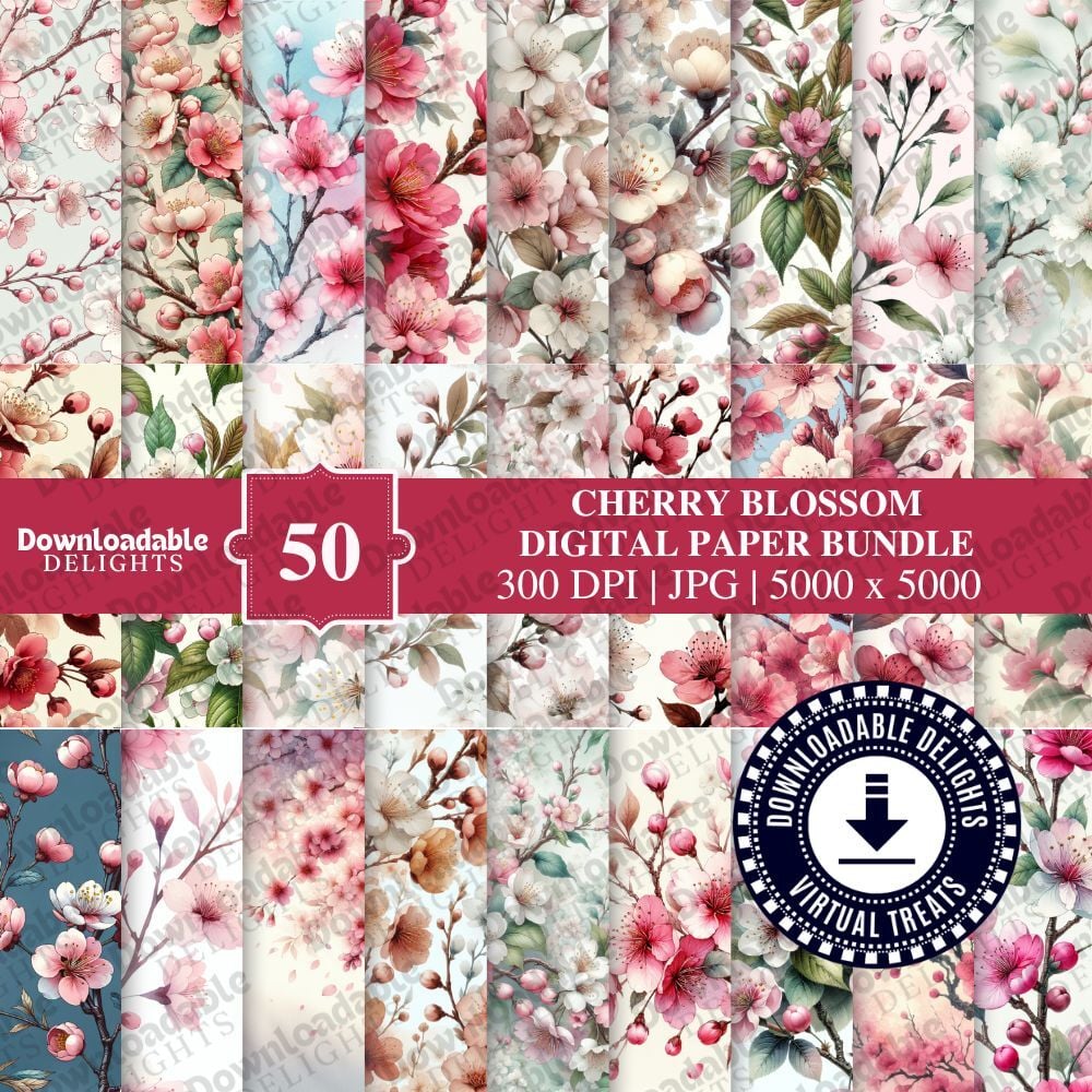 Cherry Blossom Digital Paper Bundle