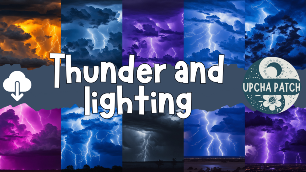 Thunder and lighting, digital scrapbook paper, 10 designs