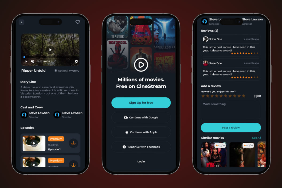 CineStream - Ultimate Modern Movies Streaming App UI Kit (FlutterFlow App)