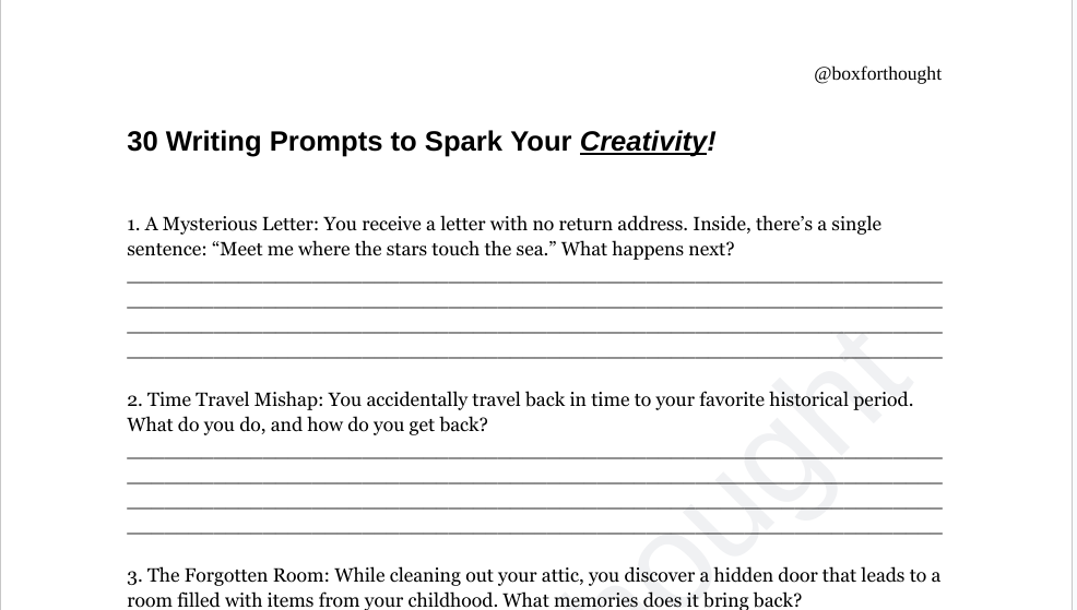 30 Writing prompts (also in ig's posts!)