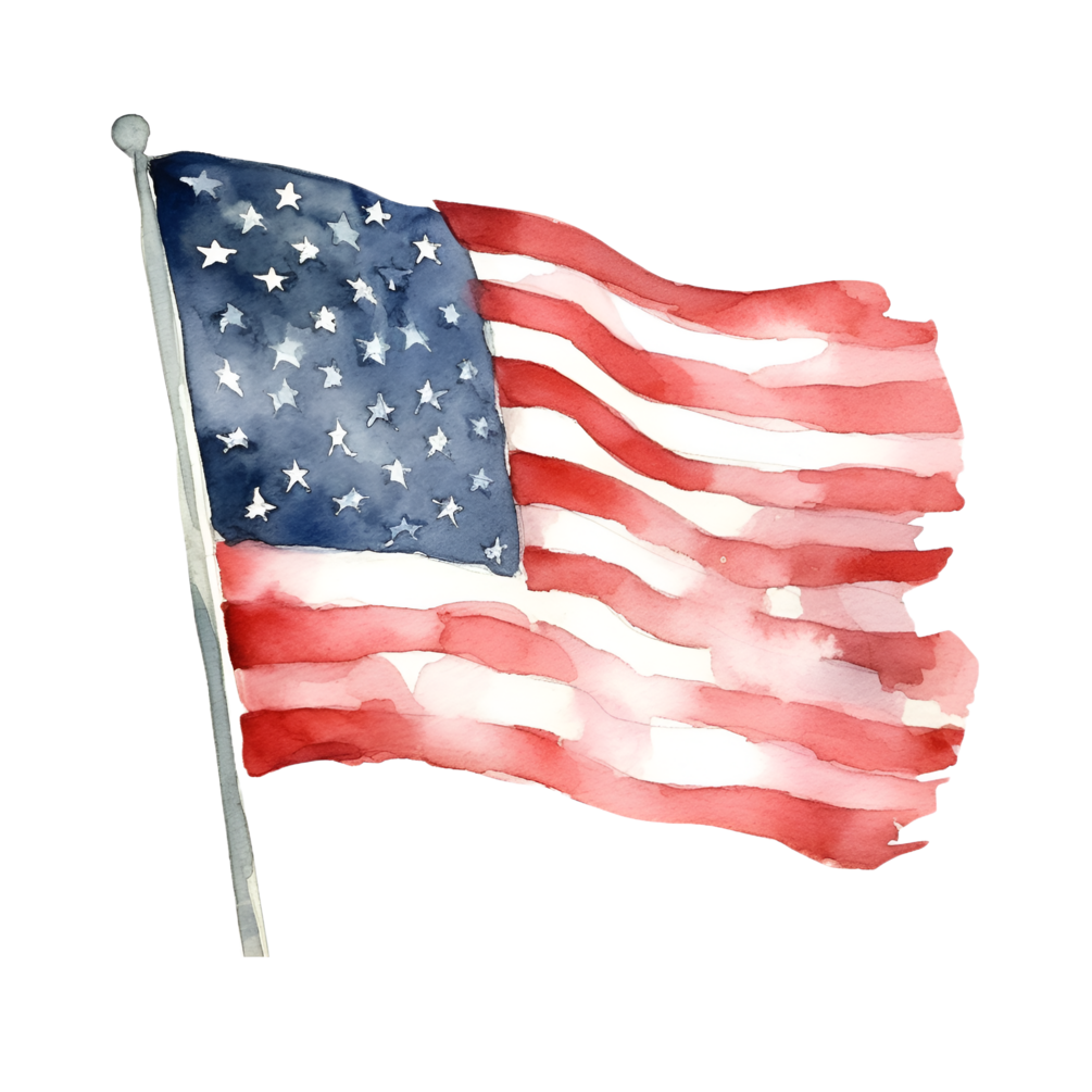 American Flag Patriotic Watercolor Clipart
