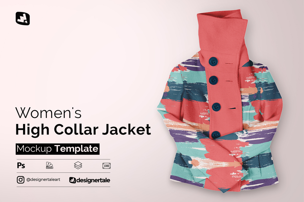 Women’s High Collar Jacket Mockup
