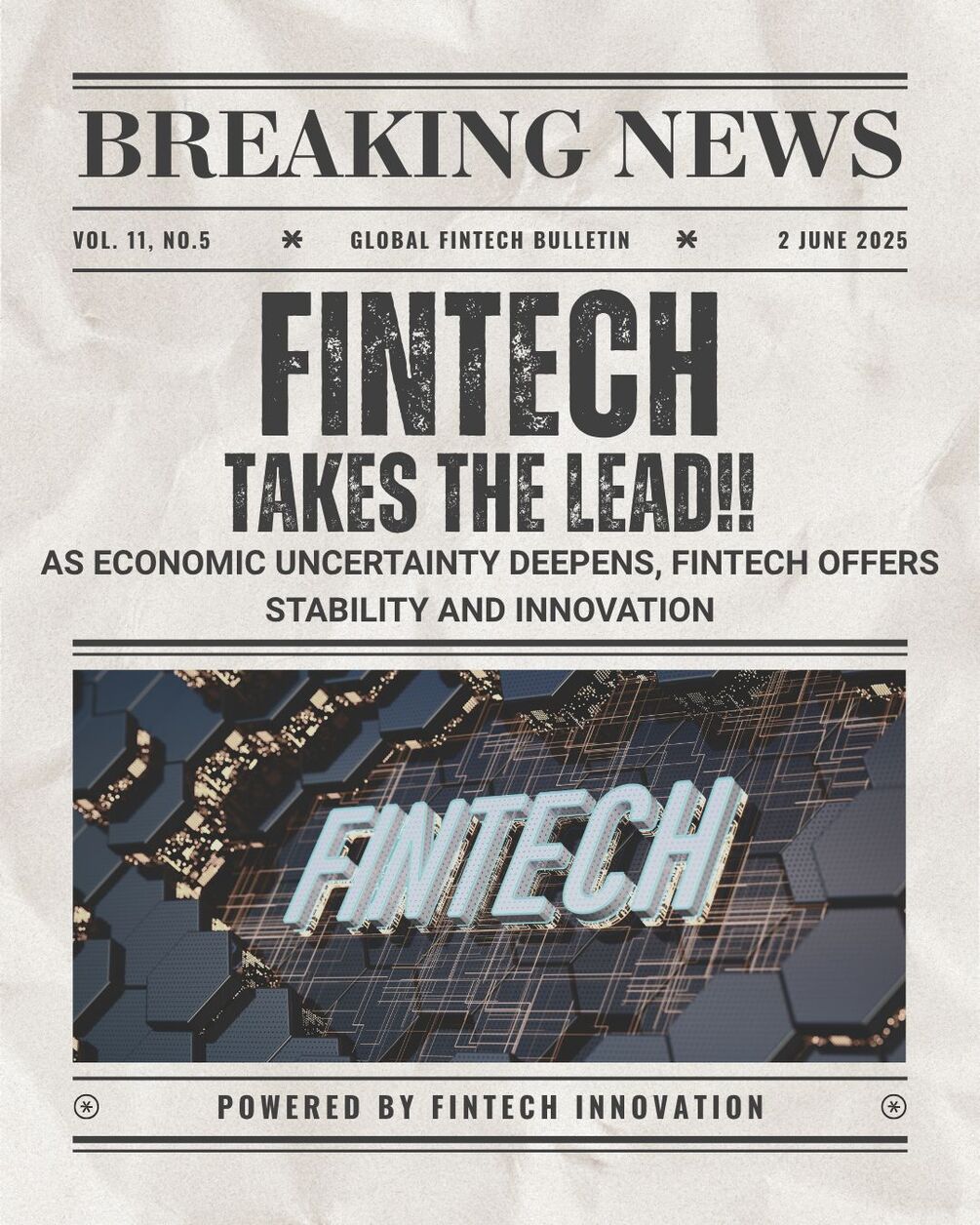 Fintech Breaking News Poster (A4, PDF, Printable flyer)