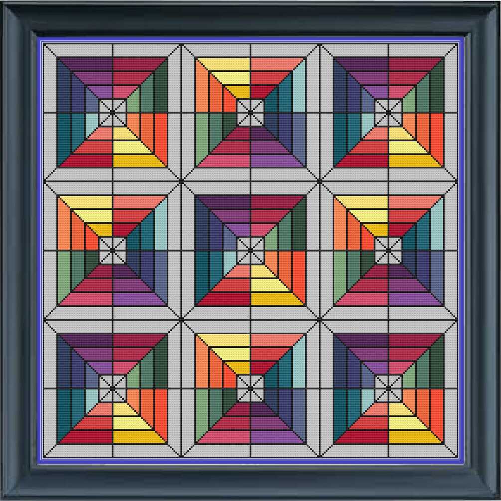 Rainbow Blocks Quilt Block Cross Stitch Pattern