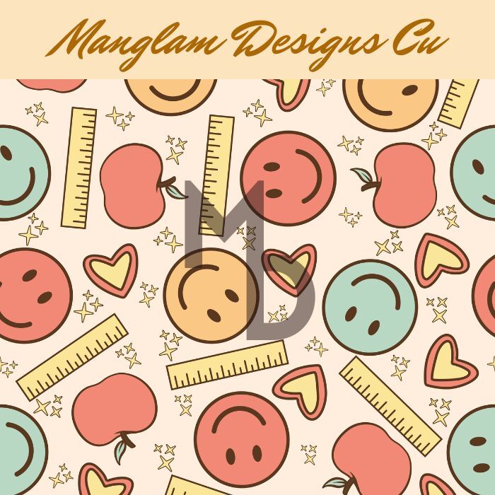 Retro back to school seamless repeat pattern, hand drawn, teacher ...