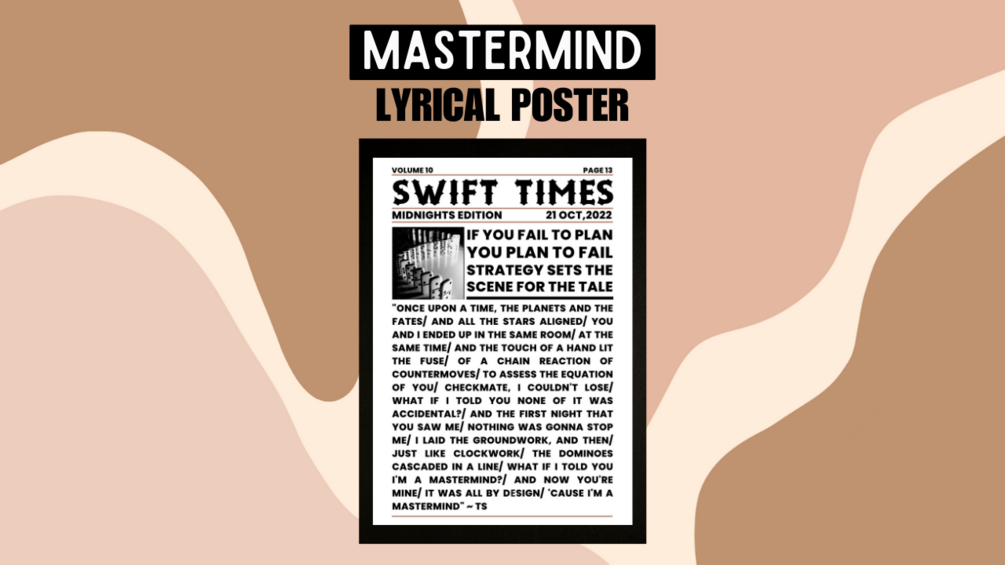 Taylor Swift Mastermind lyrical Poster