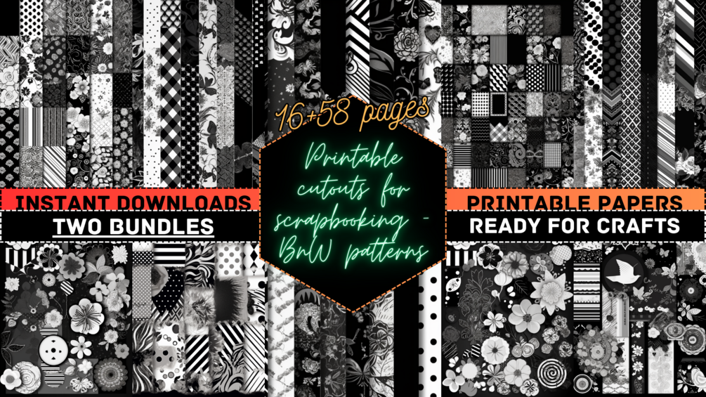 Giant bundle of BnW pattern cutouts for scrapbooking and other crafts ...