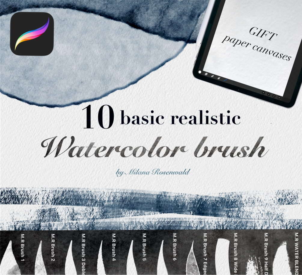 Realistic watercolor brushes for Procreate