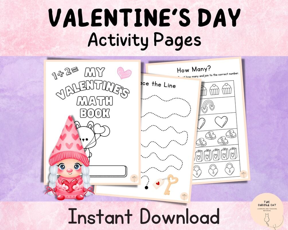 Kindergarten Math Activities Bundle, Valentines Worksheets for Pre-K ...
