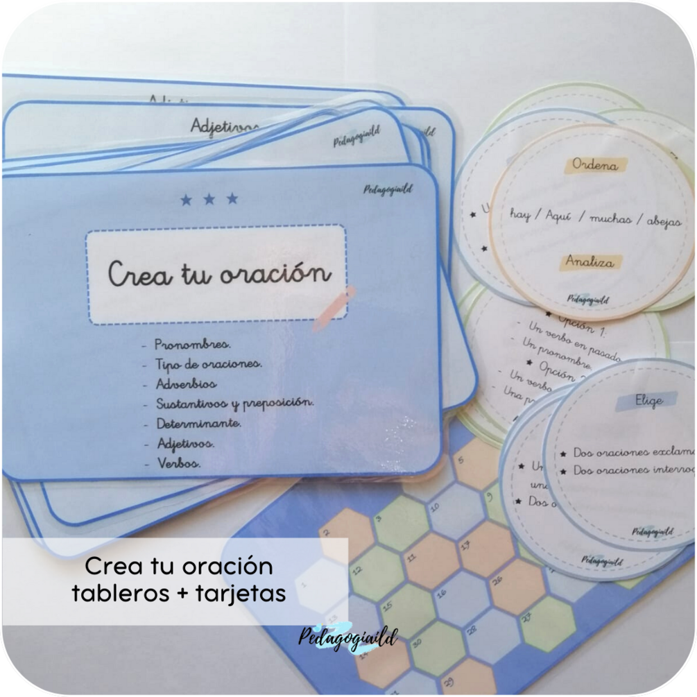 Crea tu oración tableros + tarjetas