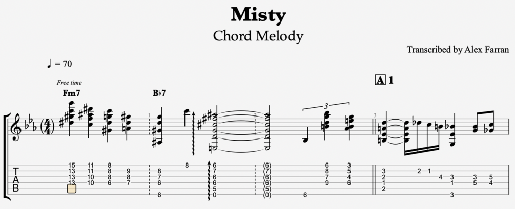 Misty - Jazz Chord Melody (TAB/Notation)