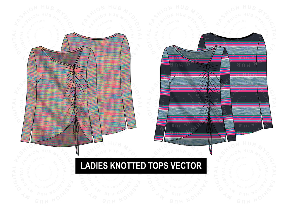 Women’s Tops Vector Illustration Pack | Fashion Flat Sketches (AI)
