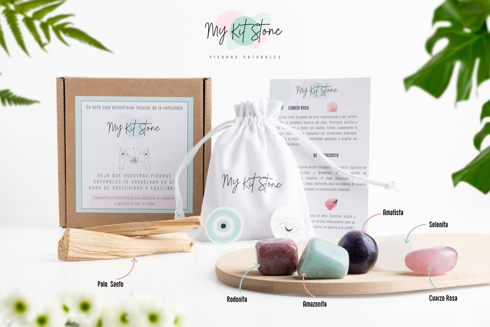 Kit del Amor y la Armonía: Piedras Naturales con Palo Santo y Bolsa de ...