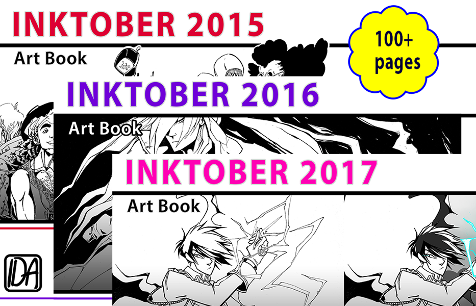 INKTOBER 2015, 2016, 2017 Art Books by Ida Dobnik