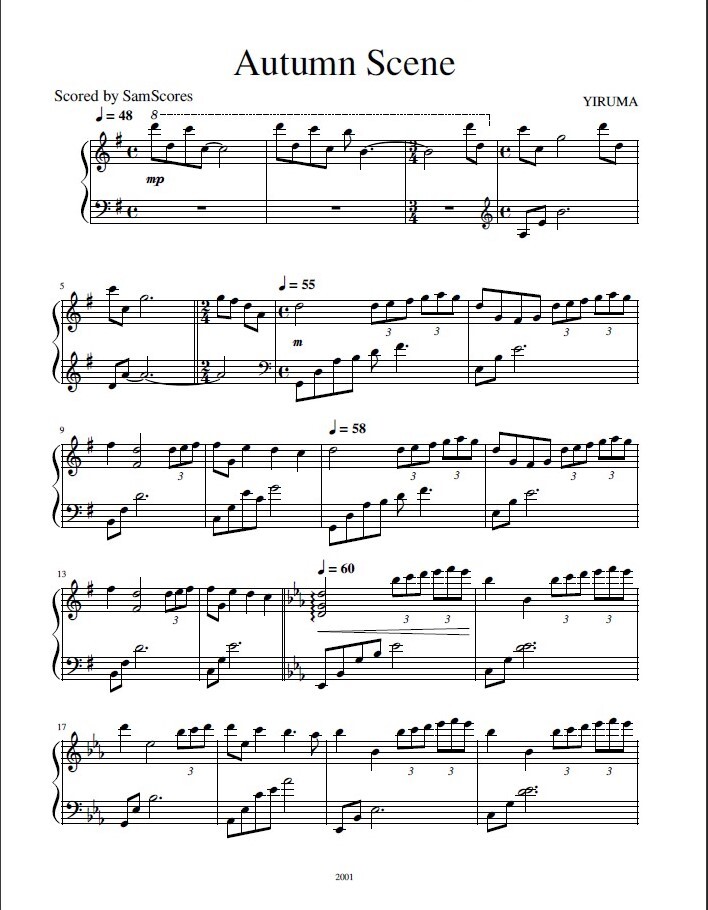 Autumn Scene - Yiruma (PDF + MIDI)