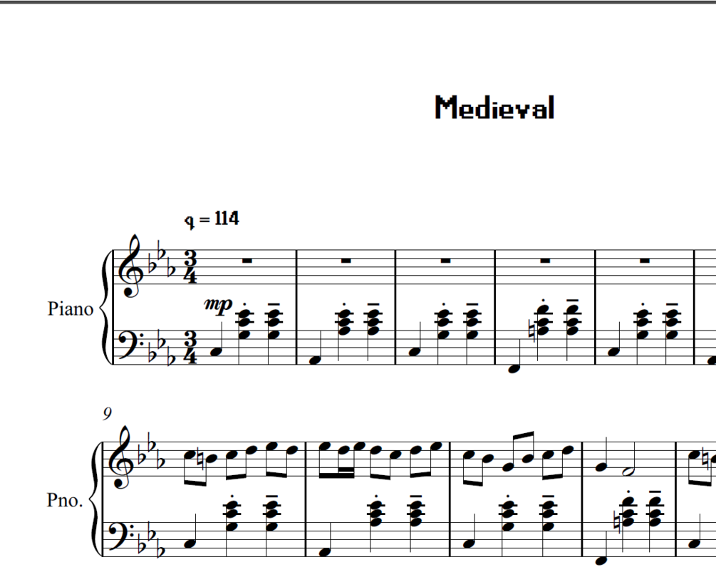 Oldschool Runescape - Medieval - Piano sheet music