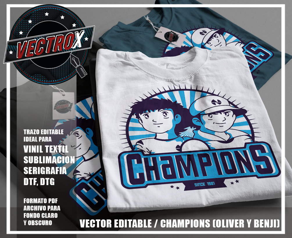 Vector Editable - Champions (Oliver Y Benji)