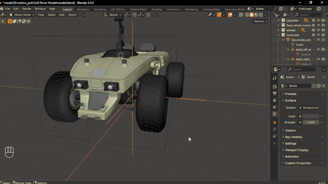 Sci-Fi Rover (Fully Rigged + Procedural Textures)