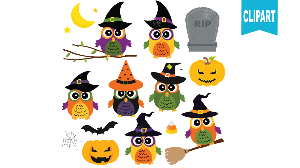Halloween owl clipart - PNG file, instant download