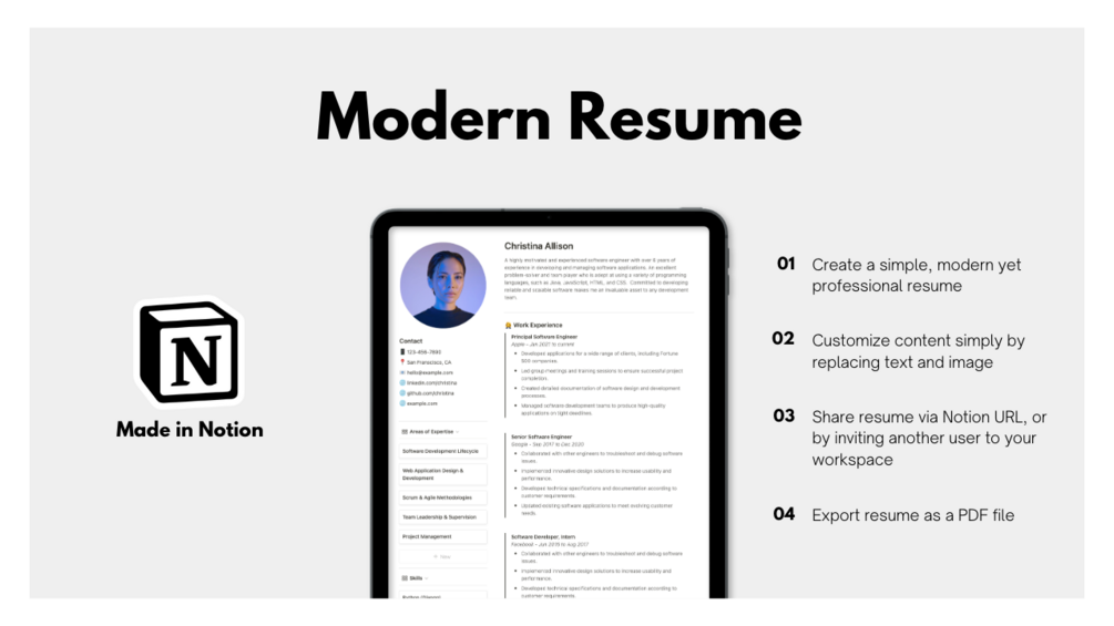 Notion Modern Resume Template