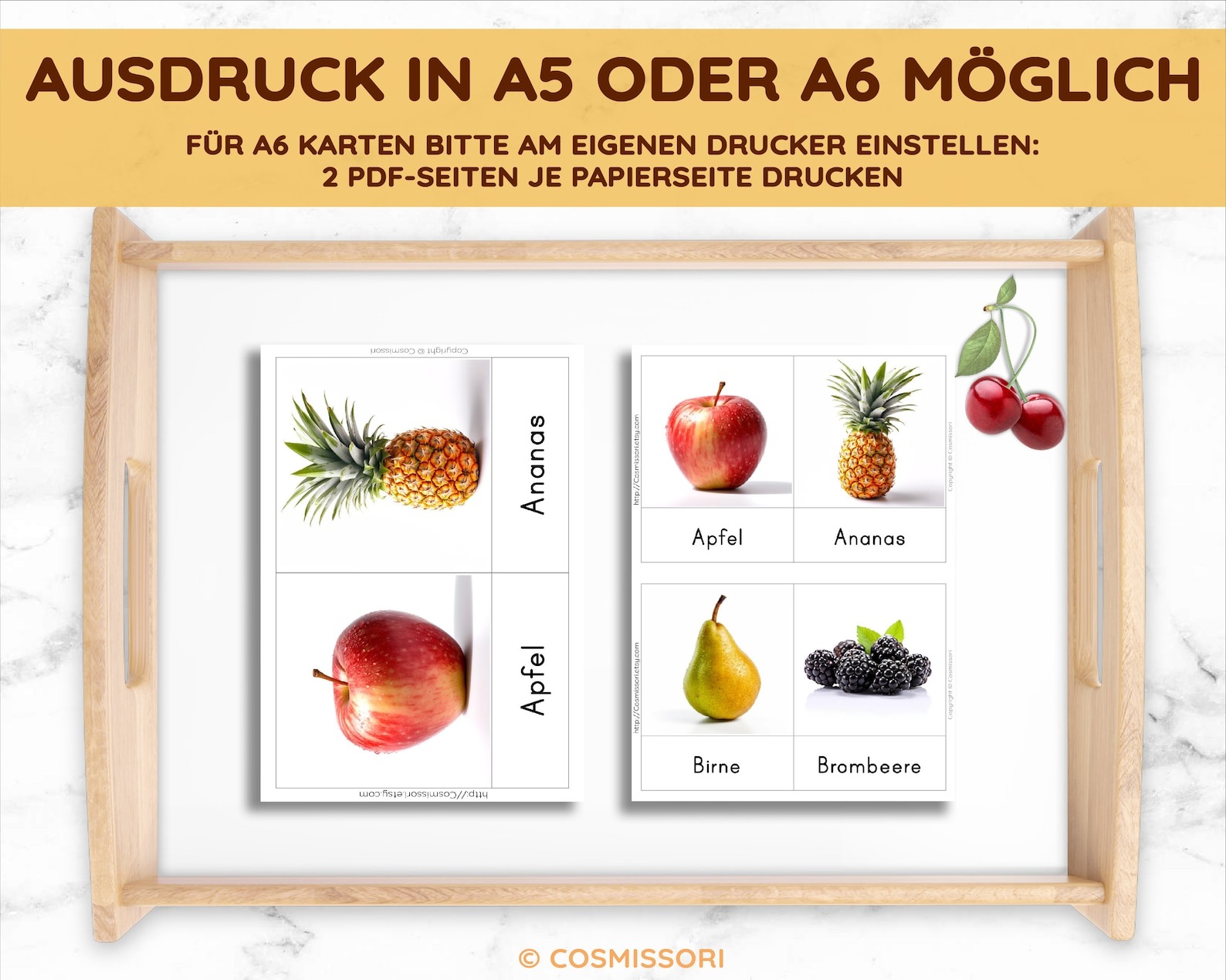 Fruit Photo Flash Cards Montessori Picture Cards Learning Cards