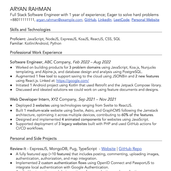 Aryan's CV/Resume Template