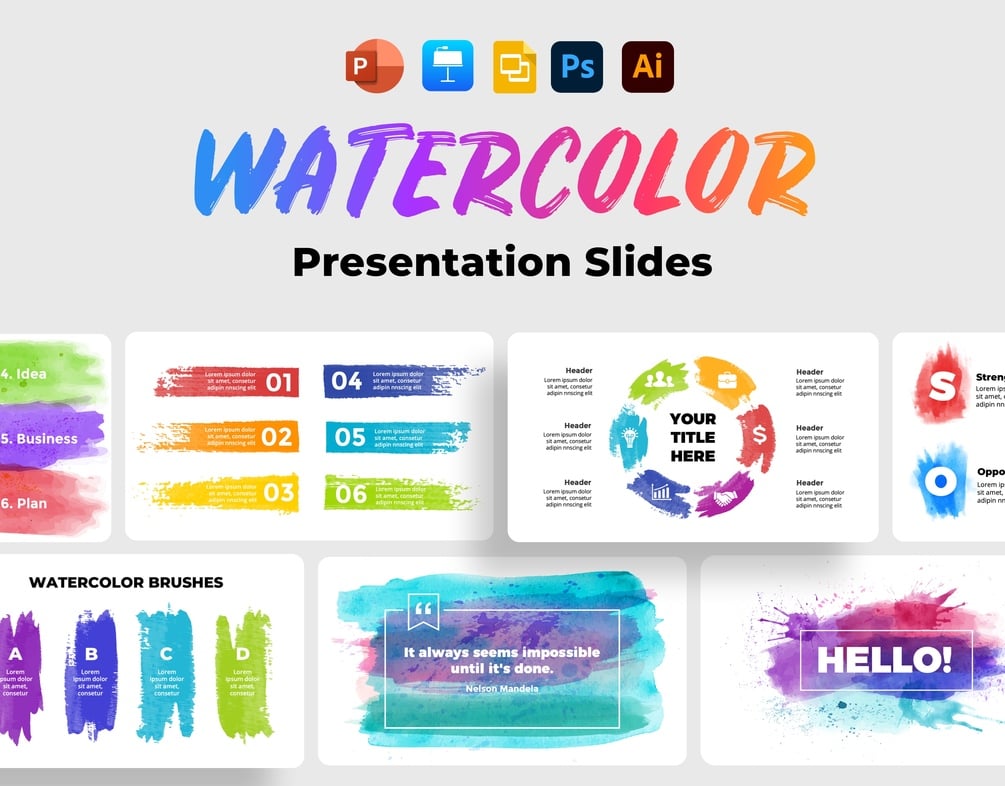 Free Watercolor Brush Strokes PowerPoint Presentation Templates ...