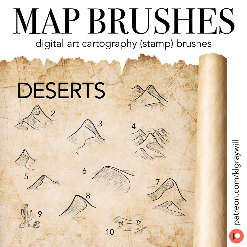 Mapmaking Brushes: Deserts [Set of 10]