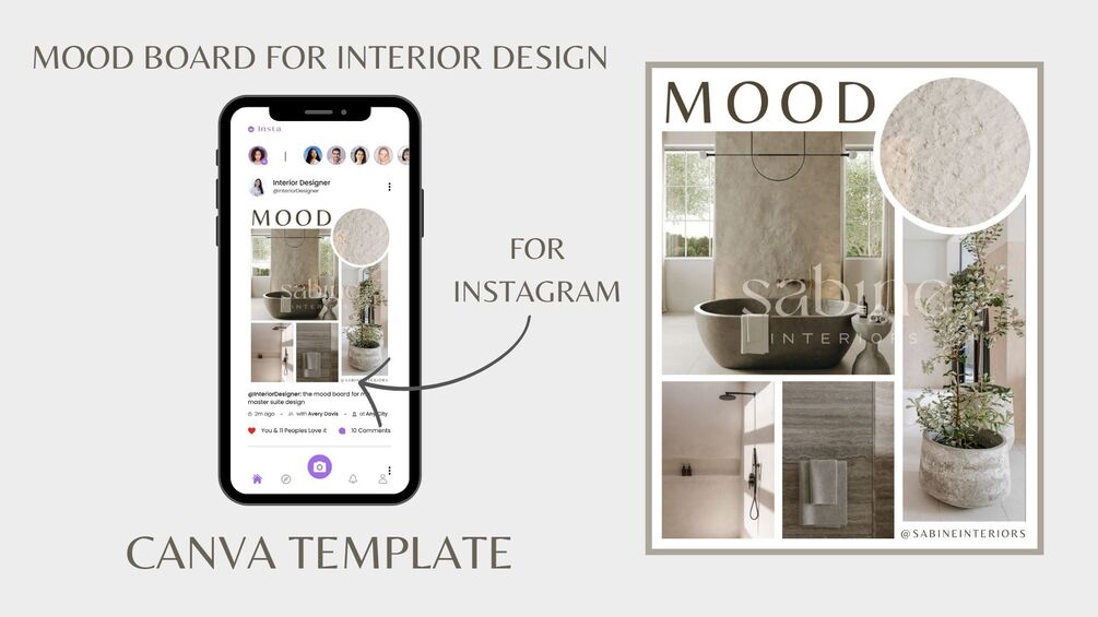 Mood Board Canva Template For Interior Design - Instagram Portrait Size