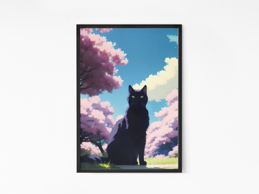 Adorable Cat Portrait Poster - Digital Art Print for Animal Lovers