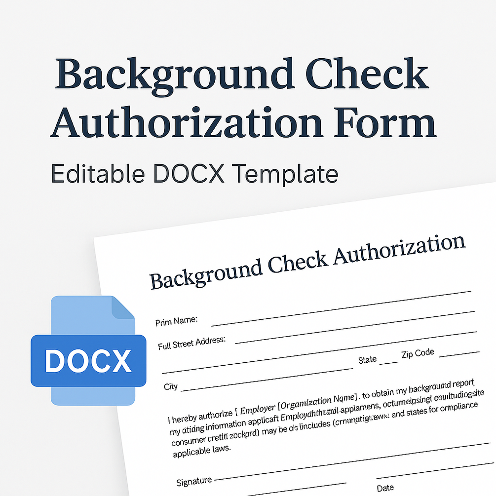 Background Check Authorization Form – Editable DOCX Template