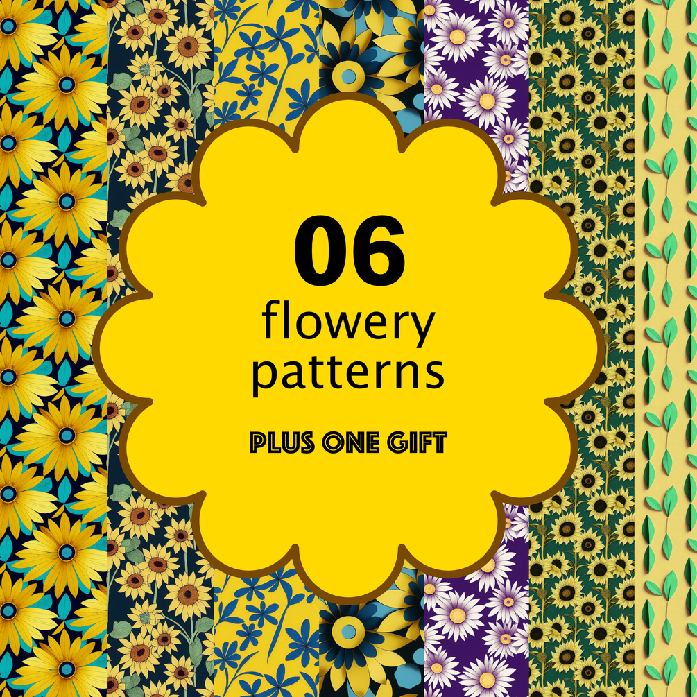 6 pack flower Patterns - Digital Paper Seamless Pack - Commercial Use ...