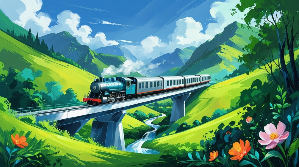 🚂 Scenic Mountain Valley Train Ride – Breathtaking Views ...