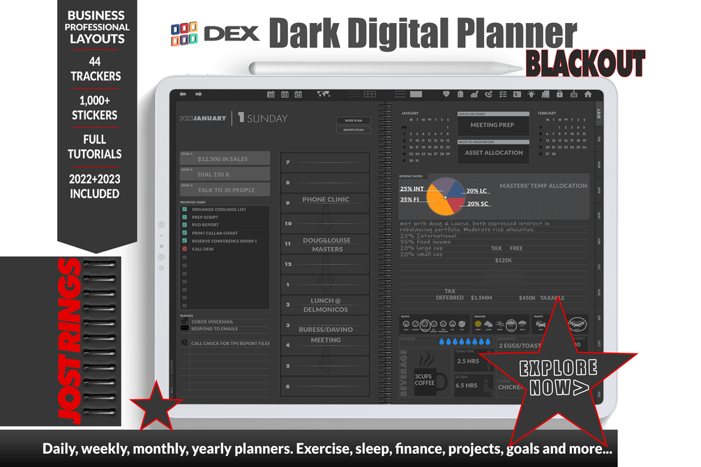 DEX DIGITAL PLANNER - BlackOut JOST RINGS