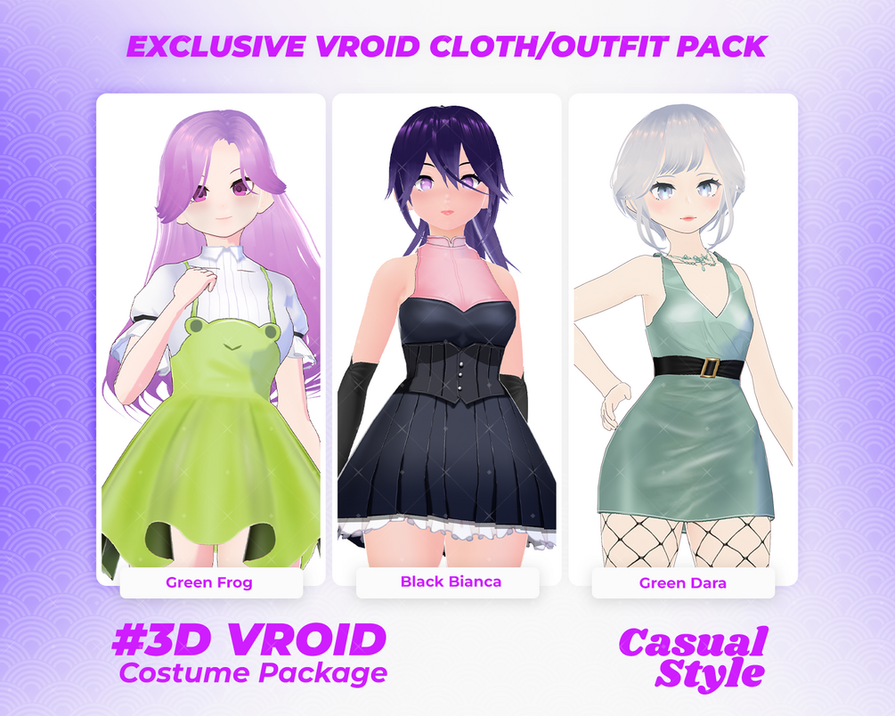 VRoid Clothing Pack Casual Girl Fashion for 3D VRoid Models - Stylish ...