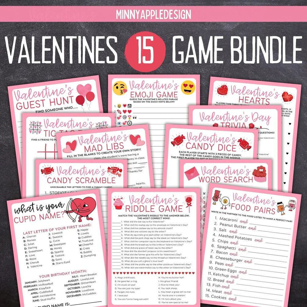 Valentines Day Printable Games | Valentines Games Bundle | Valentines ...