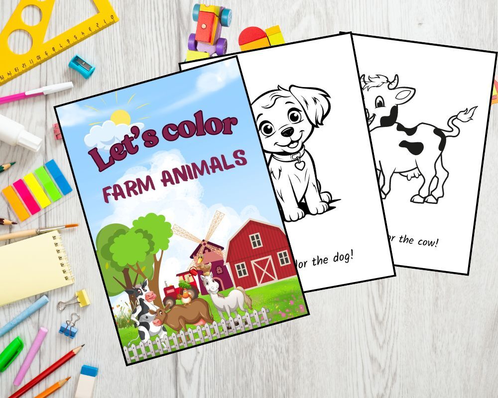 Let’s Color – Farm Animals | Printable Coloring Book for Kids (PDF)