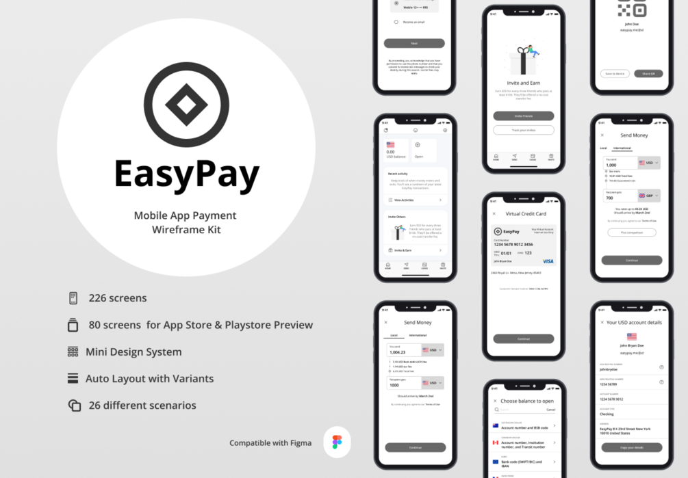 EasyPay Mobile App Wireframe Kit