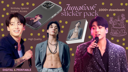 BTS Jungkook Digital Sticker Pack - Instant Download, JK Birthday ...